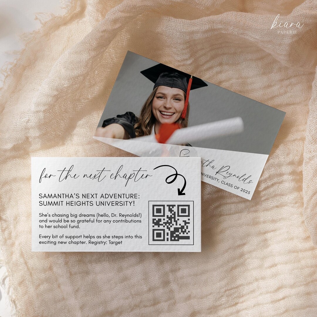 Graduation Party Invitation QR Code Insert Card, Editable Corjl ...