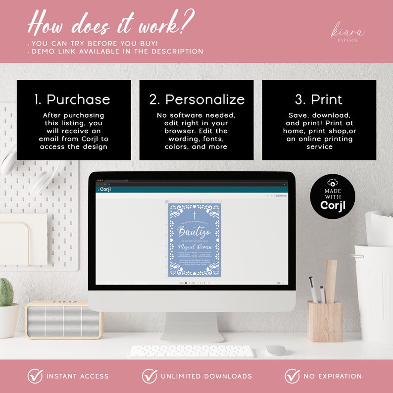 Cielito Lindo Baptism Invitation Spanish, Dusty Blue, Editable Template ...