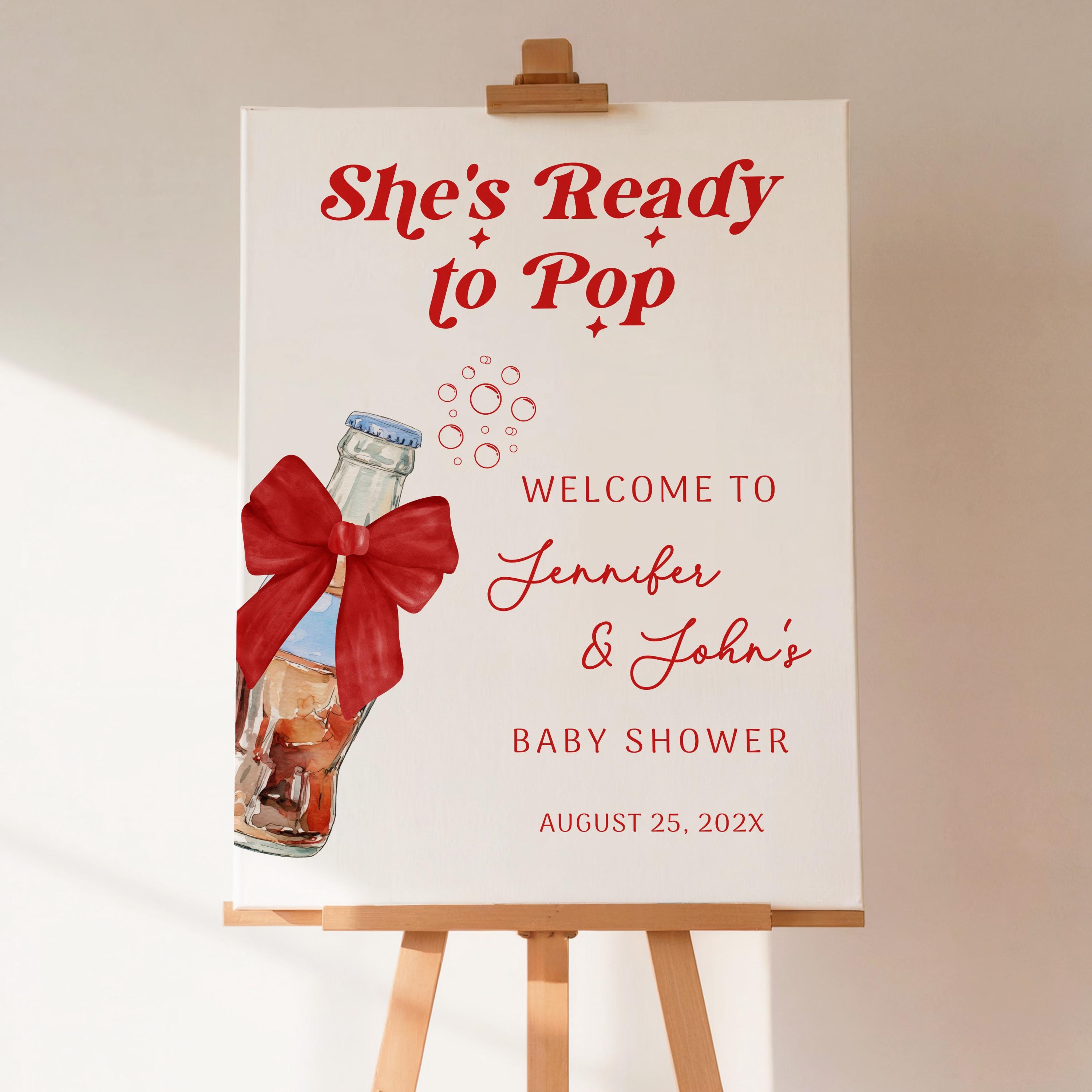 She's Ready to Pop Baby Shower Welcome Sign, Boy Baby Shower, Editable ...