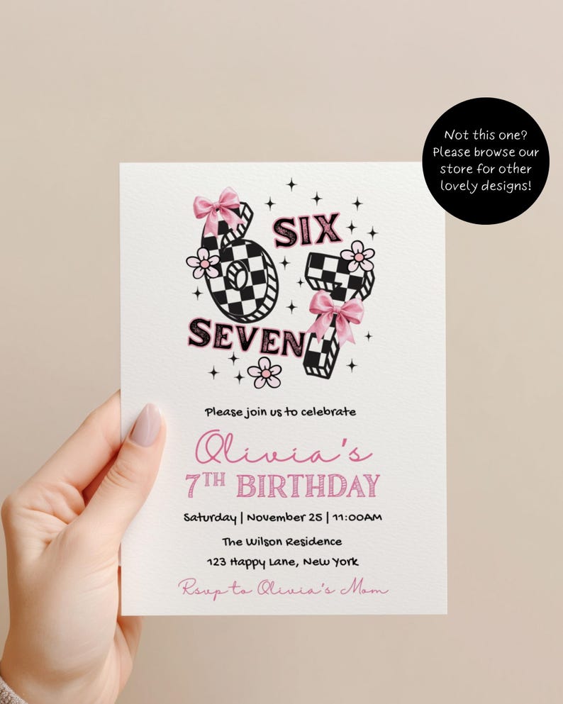 Six Seven Birthday Invitation, Editable Party Invite, Digital Download ...