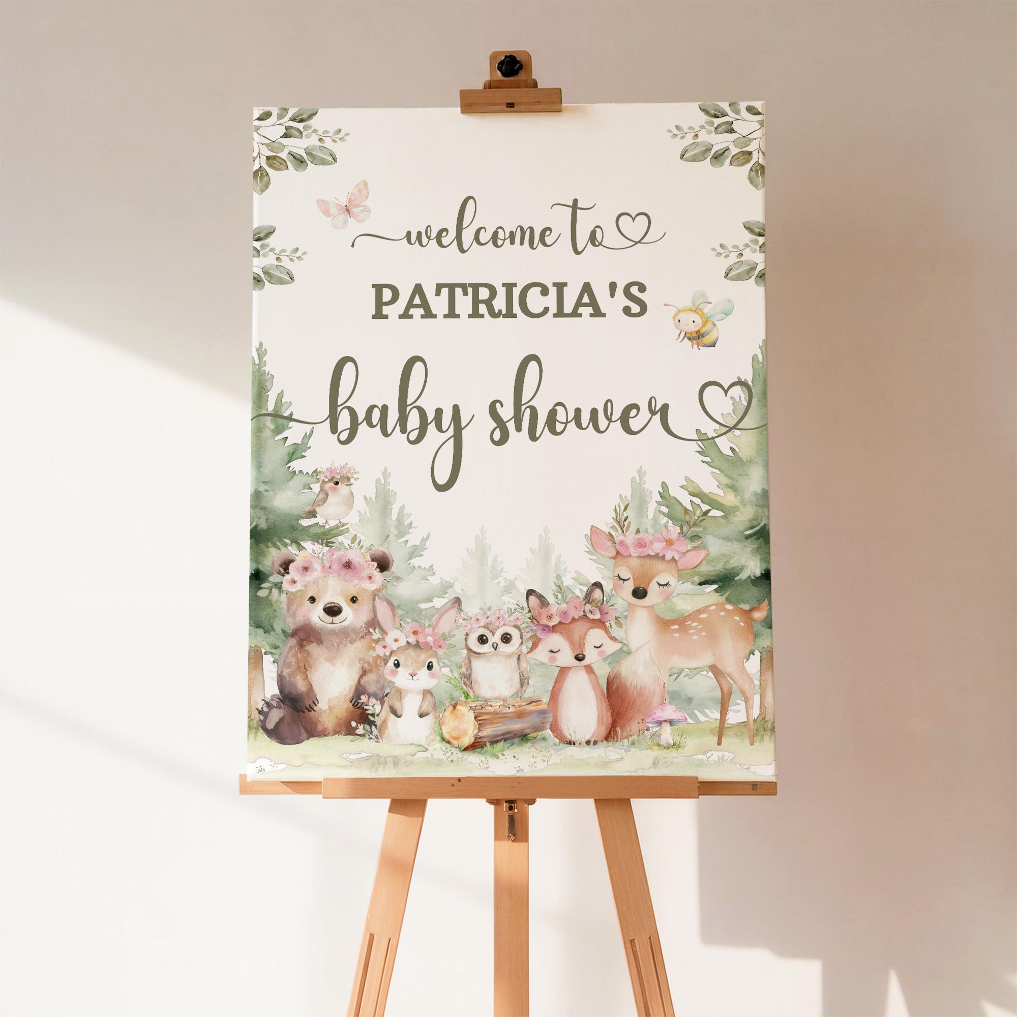 EDITABLE Welcome Sign Template | Green Woodland Baby Shower | Gender ...