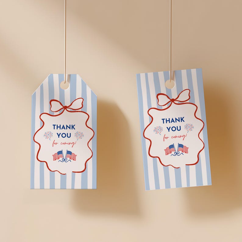 All American Baby Shower Favor Tags: Rectangle Patriotic 4th of July ...