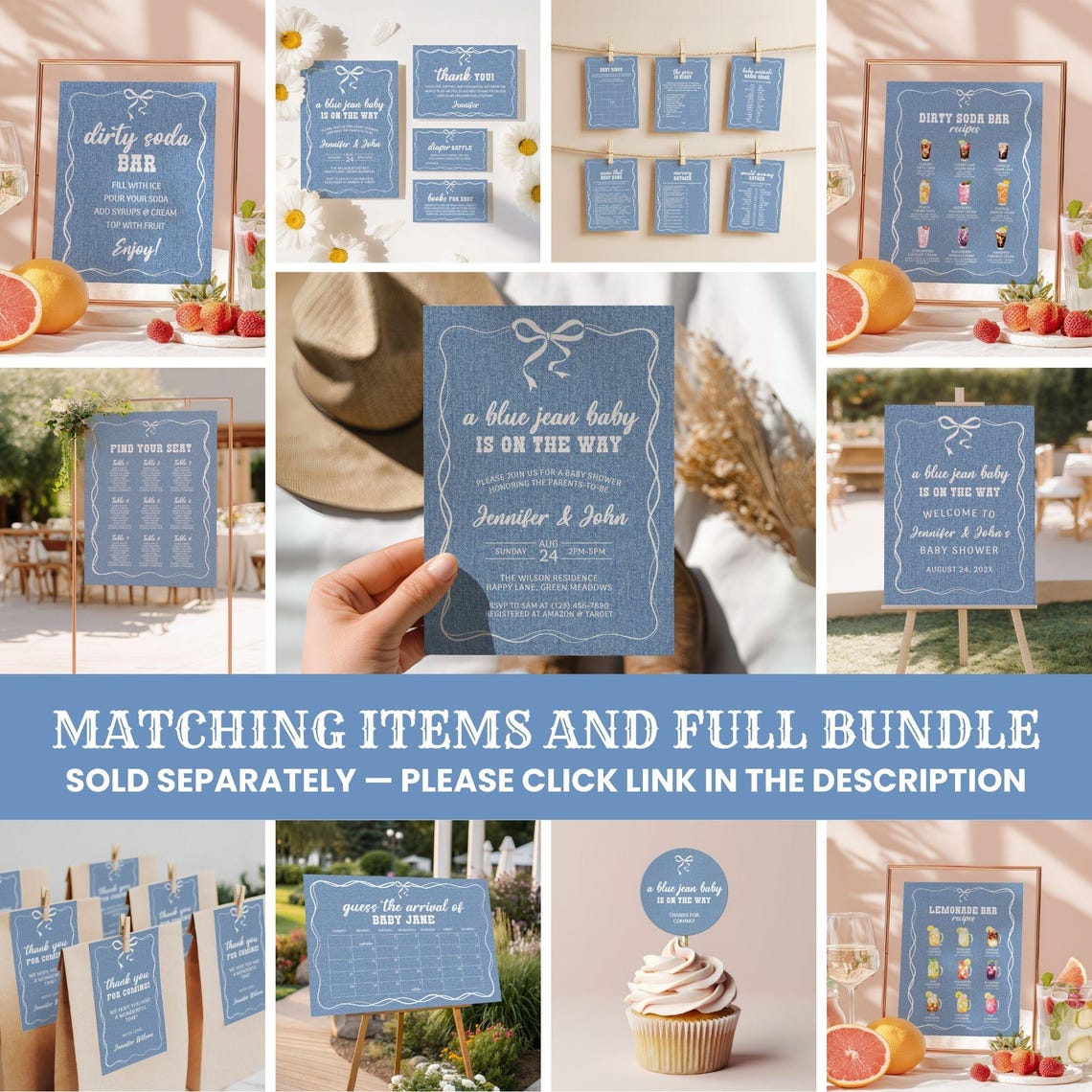 Baby Shower Games Bundle Digital, Denim Theme, Blue Jean Baby, Modern ...