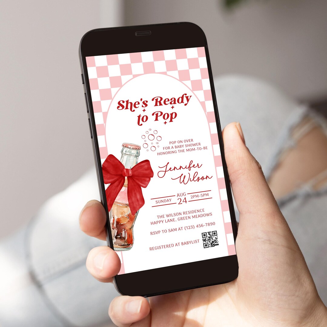 Shes Ready to Pop Soda Baby Shower Evite Invitation, Customizable Template, Digital Download ...