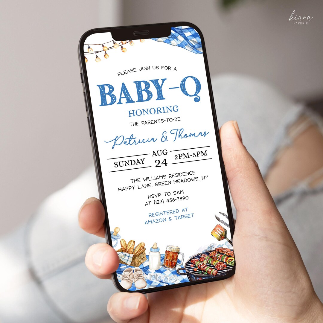 Baby Q Baby Shower Evite Invitation, Editable Digital BBQ Invitation ...