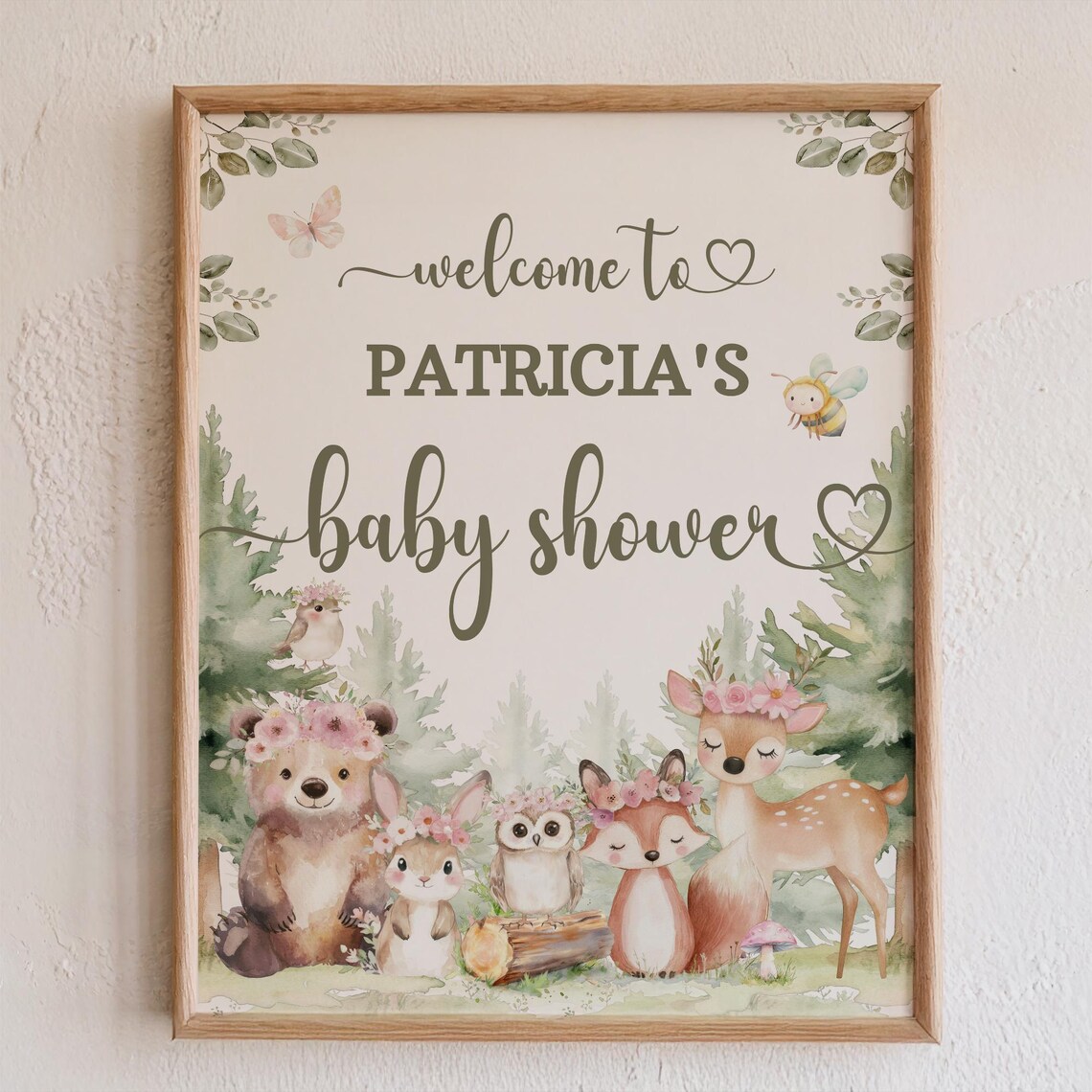 EDITABLE Welcome Sign Template | Green Woodland Baby Shower | Gender ...