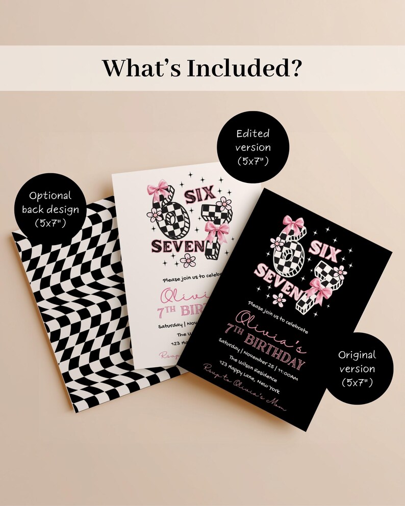 Six Seven Birthday Invitation, Editable Party Invite, Digital Download ...