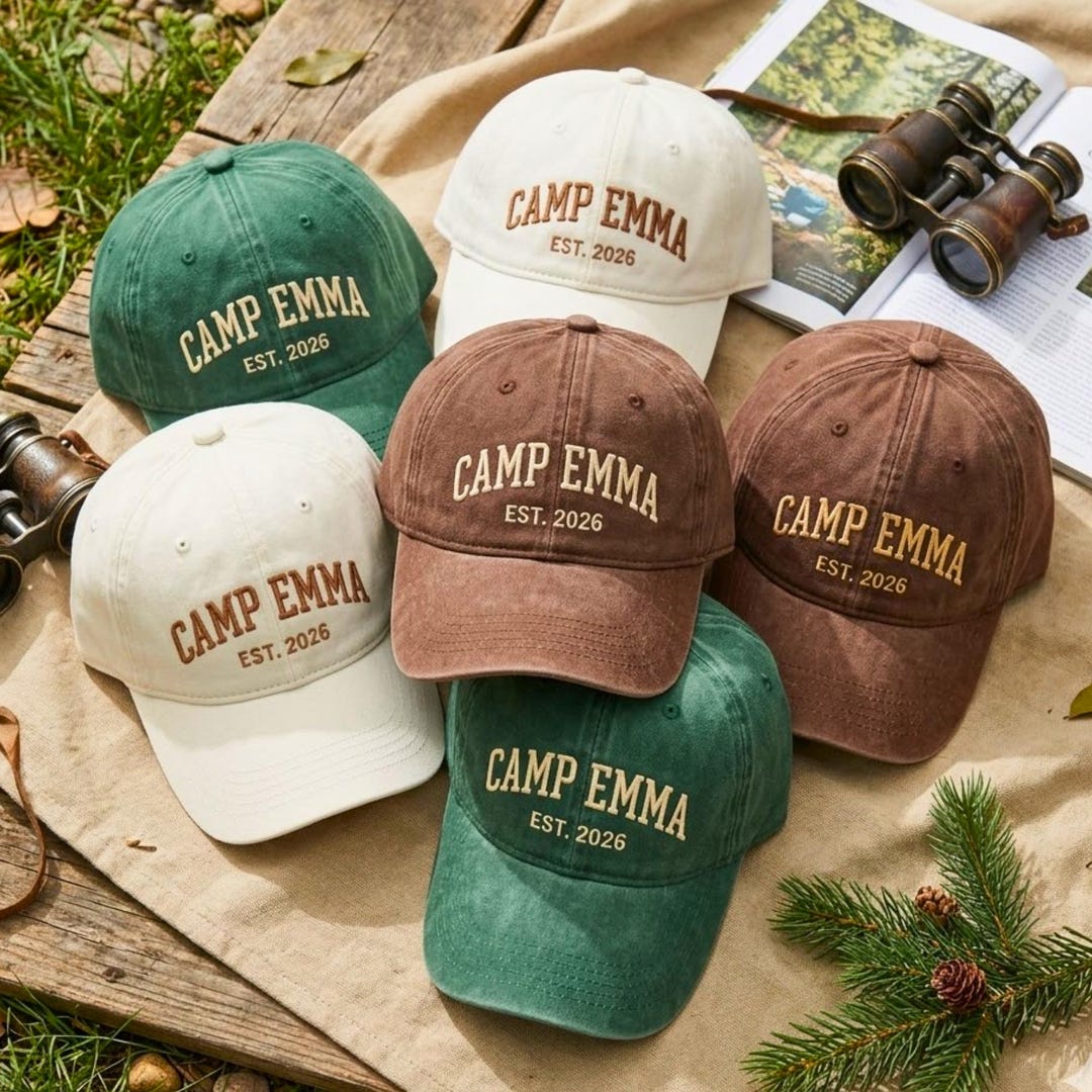 Custom Embroidered Washed Cotton Camp Hat, Personalized Name Vintage ...