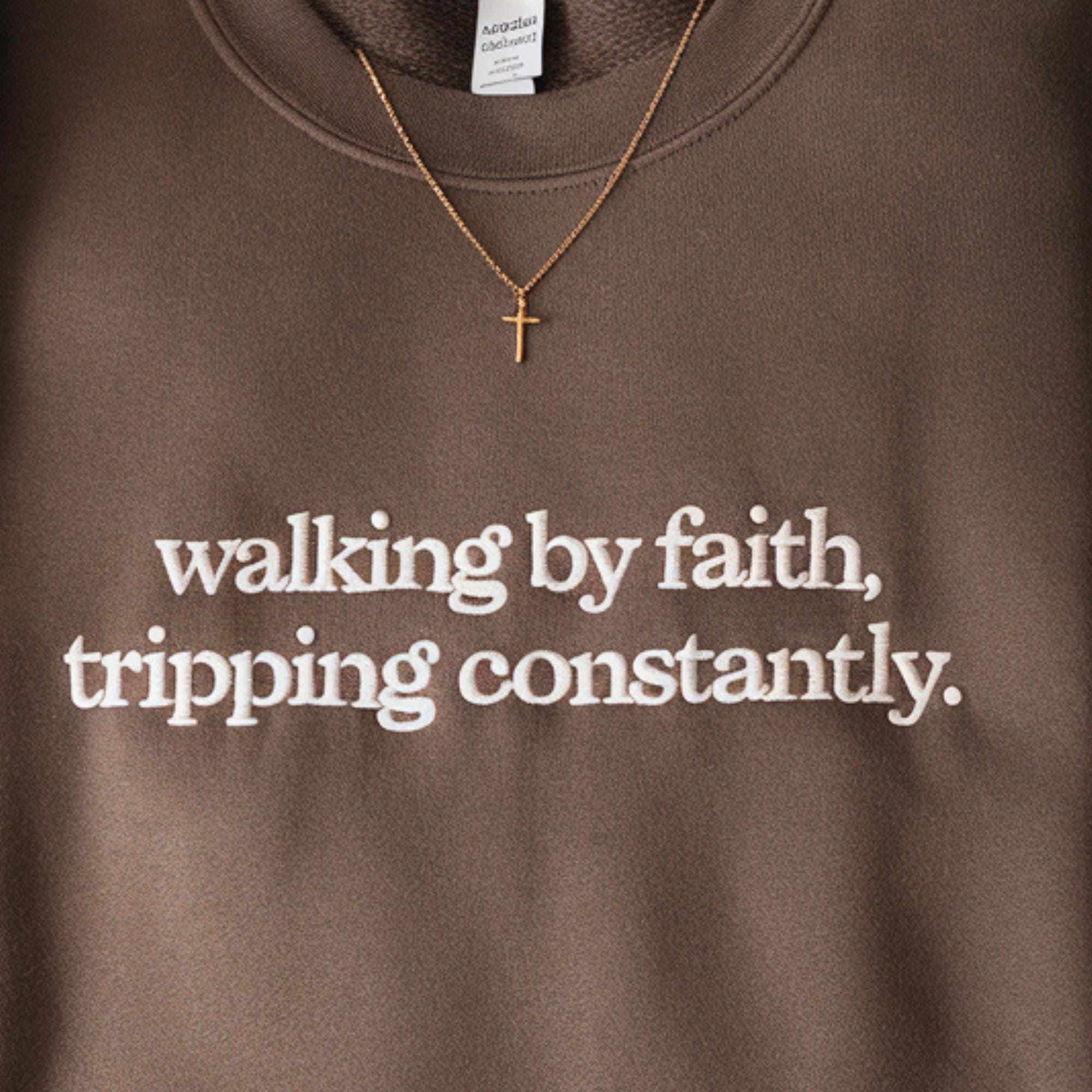 Embroidered Christian Sweatshirt, Walking by Faith, Inspirational Shirt ...