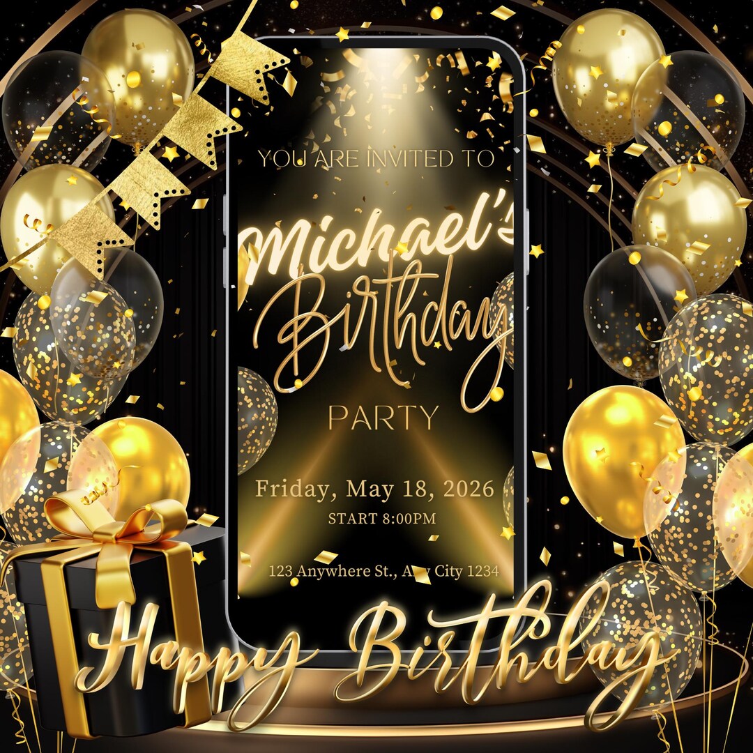 Digital Birthday Party Invitation Template, Editable Digital Birthday ...