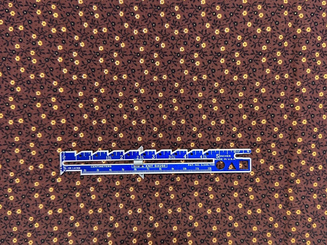 Vintage Calico Fabric Brown Background With Dark Brown and Light Orange ...