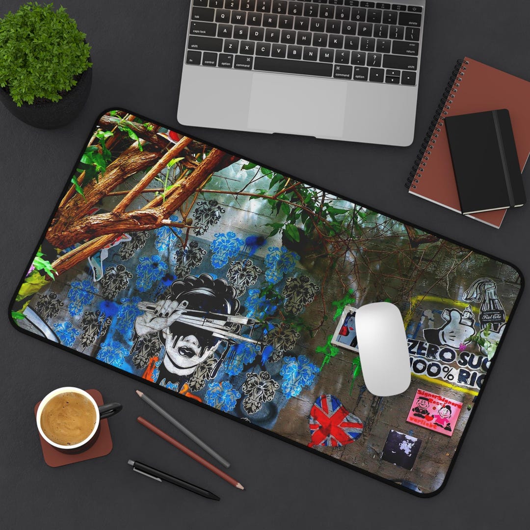 Street Art Wall Urban Graffiti Desk Mat | Modern Office Decor, Art Desk ...