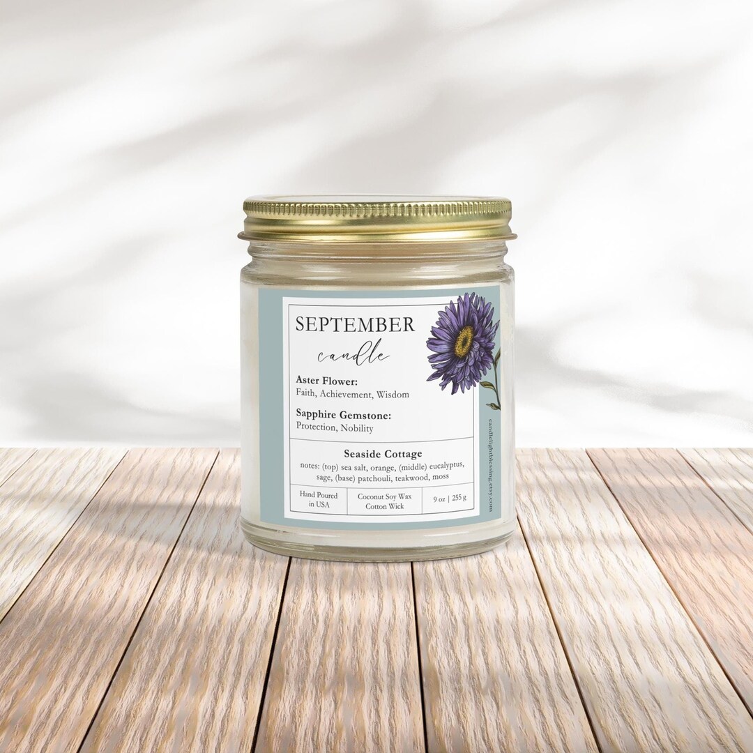 September Candle, Seaside Cottage Candle, Aster Birth Month Flower ...