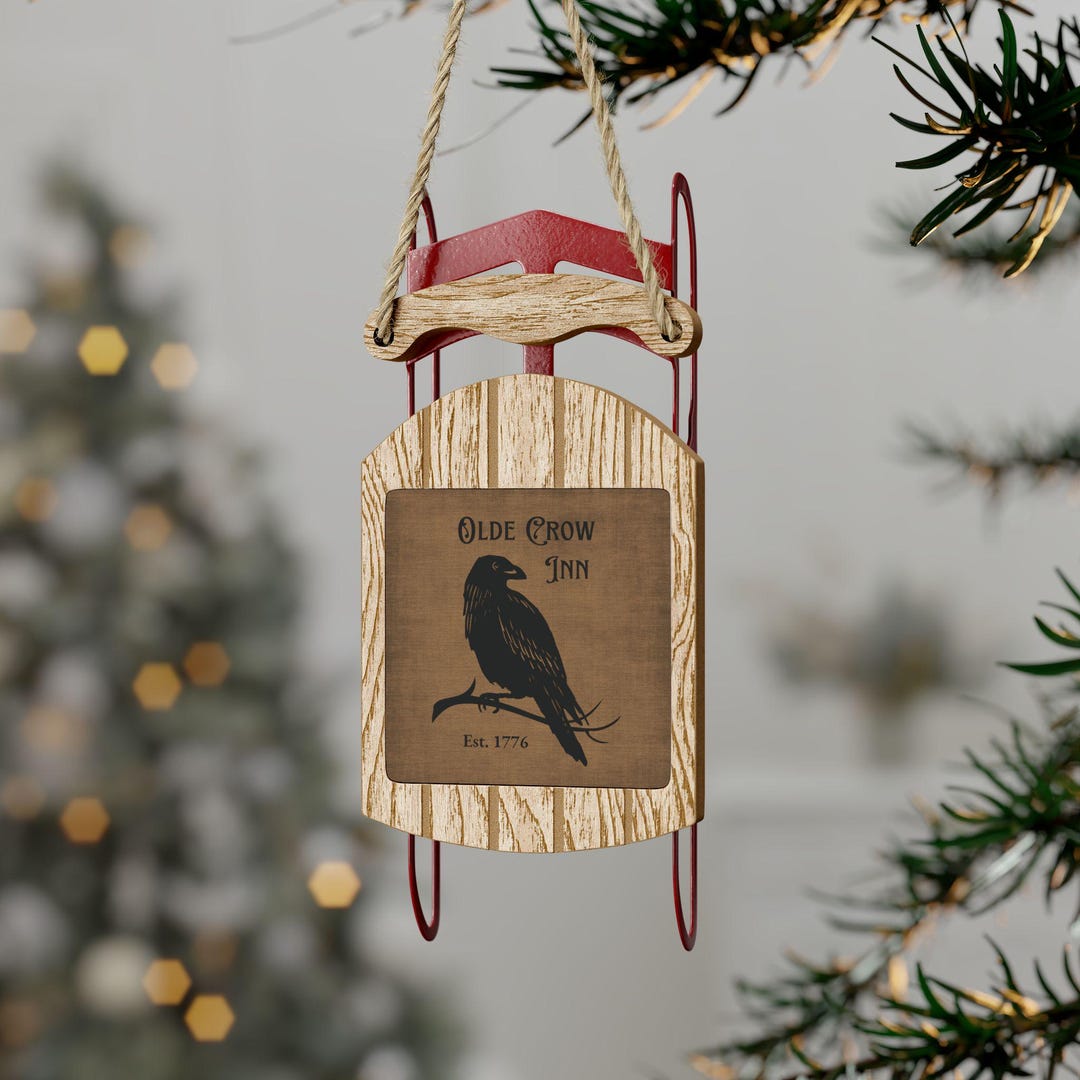 Crow Tavern Sign Sled Ornament, Primitive Christmas Decor - Etsy