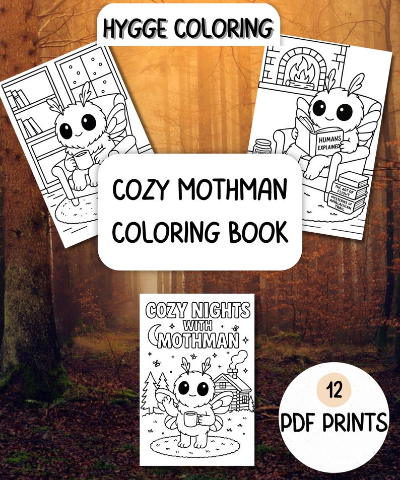 Cozy Winter Mothman Coloring Book: Hygge Cryptid Pages (PDF) - Etsy