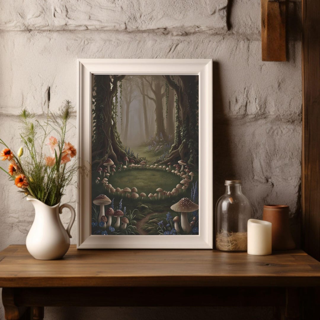 Enchanted Forest Fairy Ring - Mushroom Ring - Fantasy Print - Mystical ...
