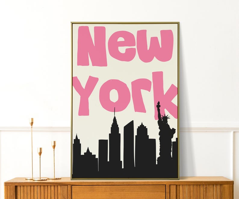 New York Travel Poster – Retro City Poster With New York Art ...