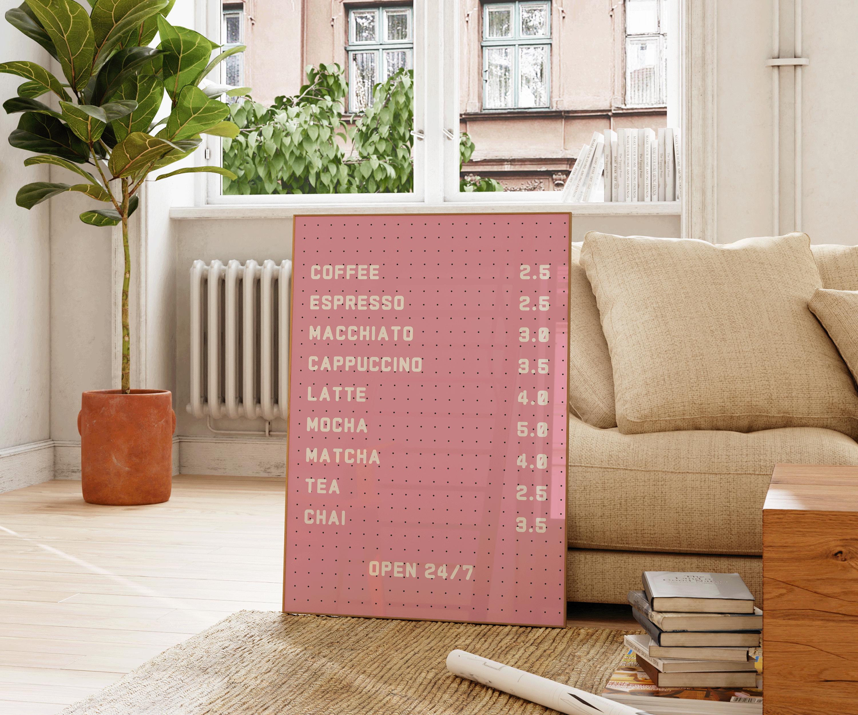 Coffee Bar Menu Poster, Coffee Poster, Coffee Lover Gift, Coffee Wall ...