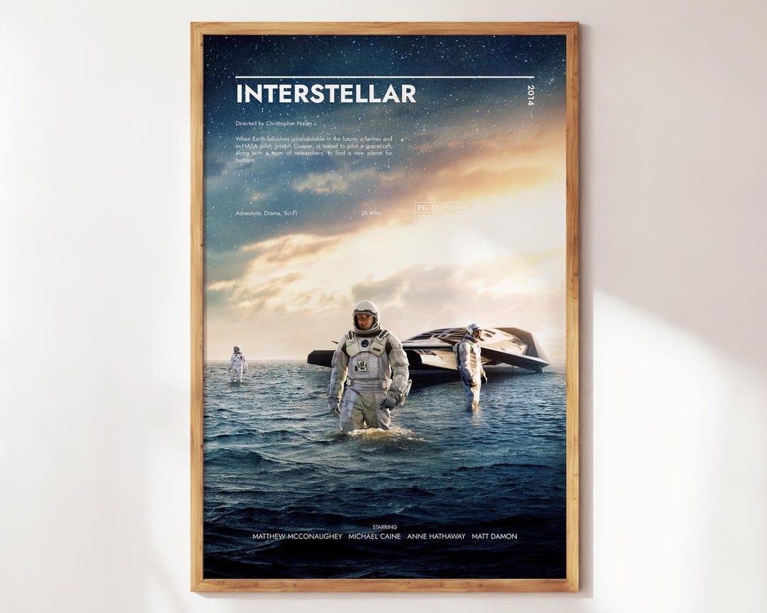 Interstellar Movie Poster, Classic Sci-fi Movie, Minimalist Movie ...