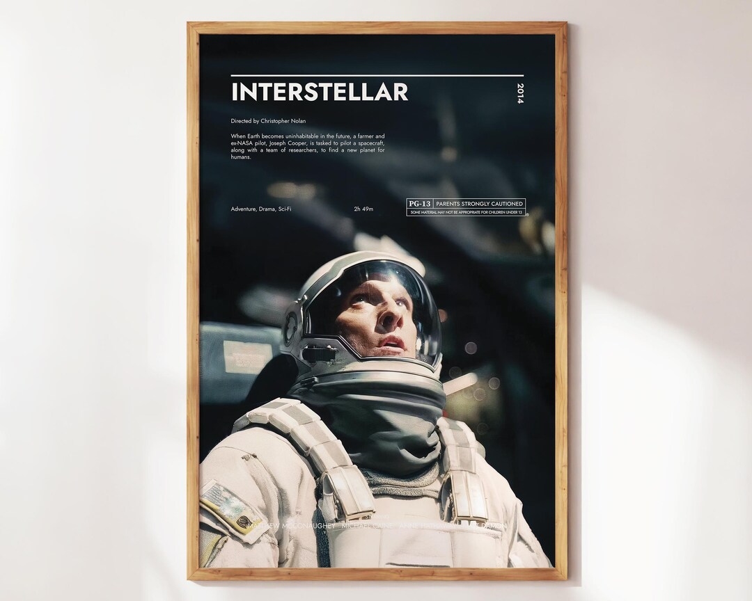 Interstellar Movie Poster, Classic Sci-fi Movie, Minimalist Movie ...