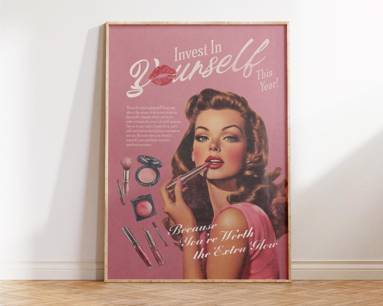 Invest in Yourself - Retro Feminist Wall Art - Girly New Yorker Print ...