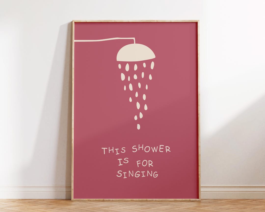 This Shower is for Singing Print - Retro Preppy Bathroom Art ...