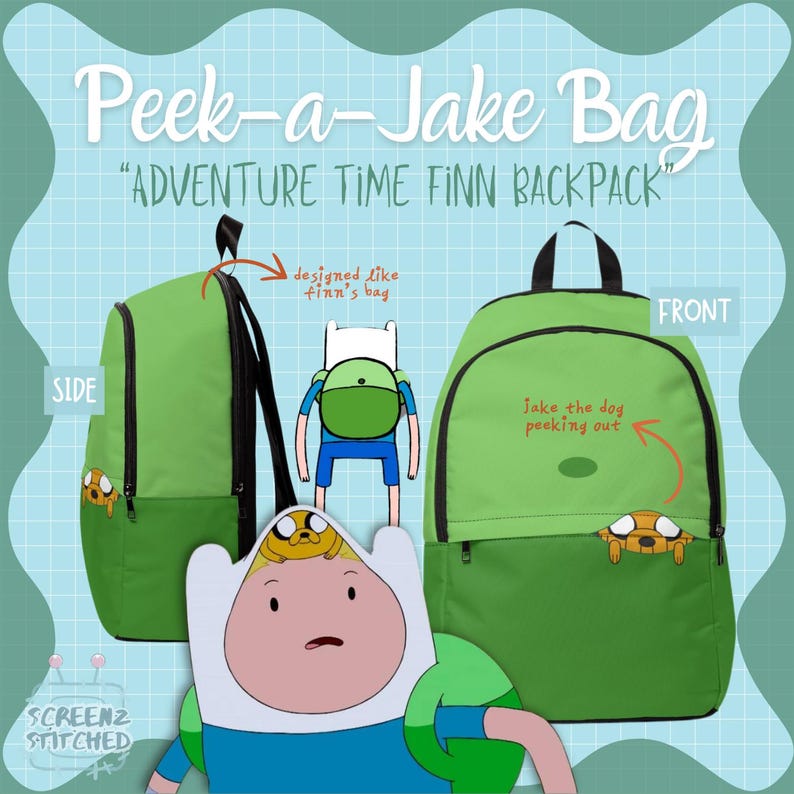 Cartoon Backpack | Adventure Time Finn the Human With Jake | Cosplay ...