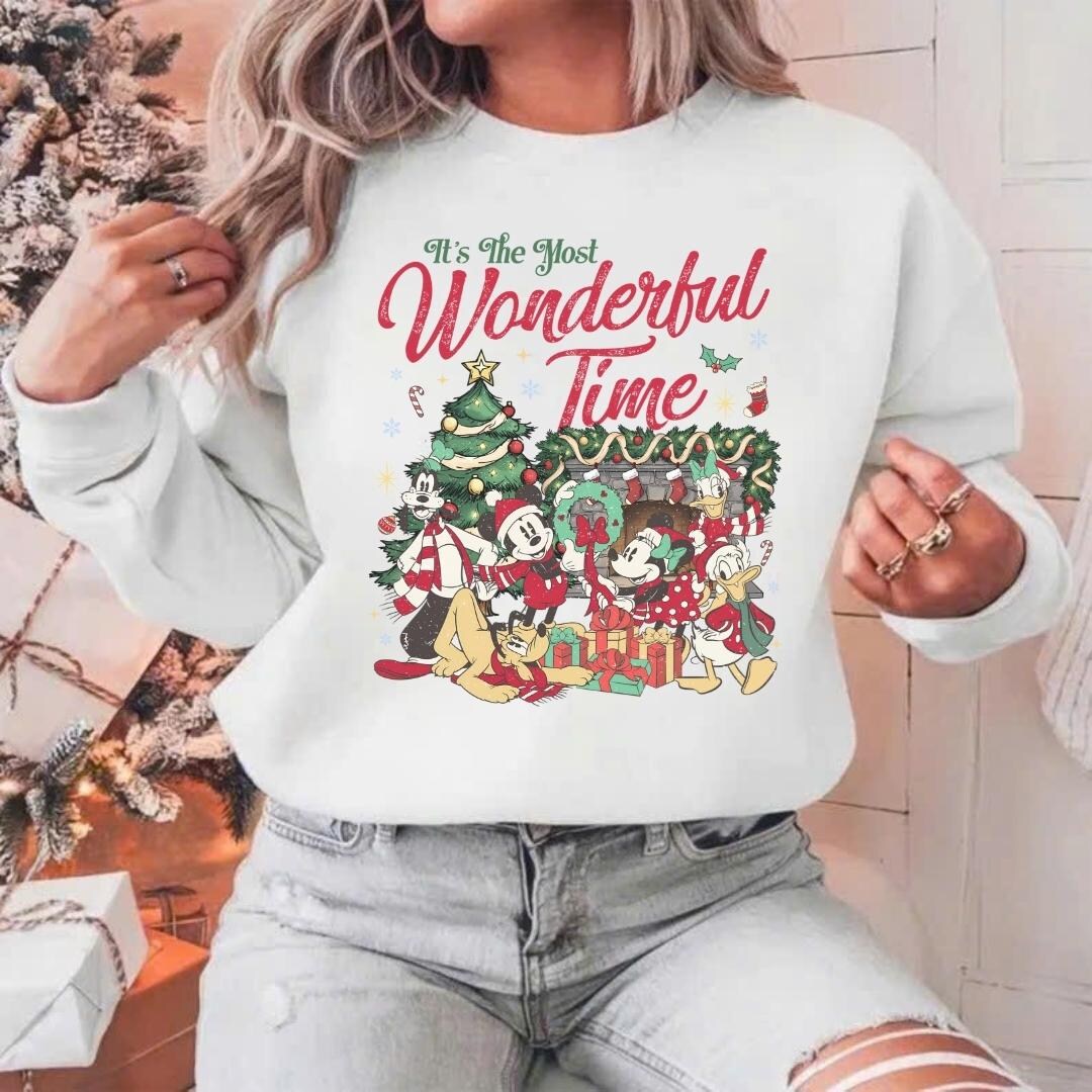 Retro Disney Christmas PNG, Most Wonderful Time | Mickey and Friends ...