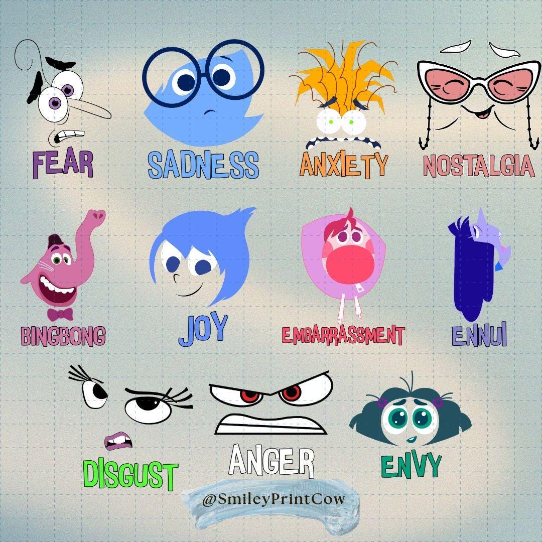Set of 11 Disney Inside Out Character Face PNG, Halloween Group ...