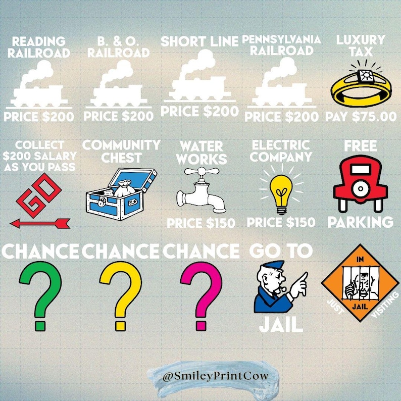 Set of 30 Monopoly Motivation PNG Without White Background, Board Game ...