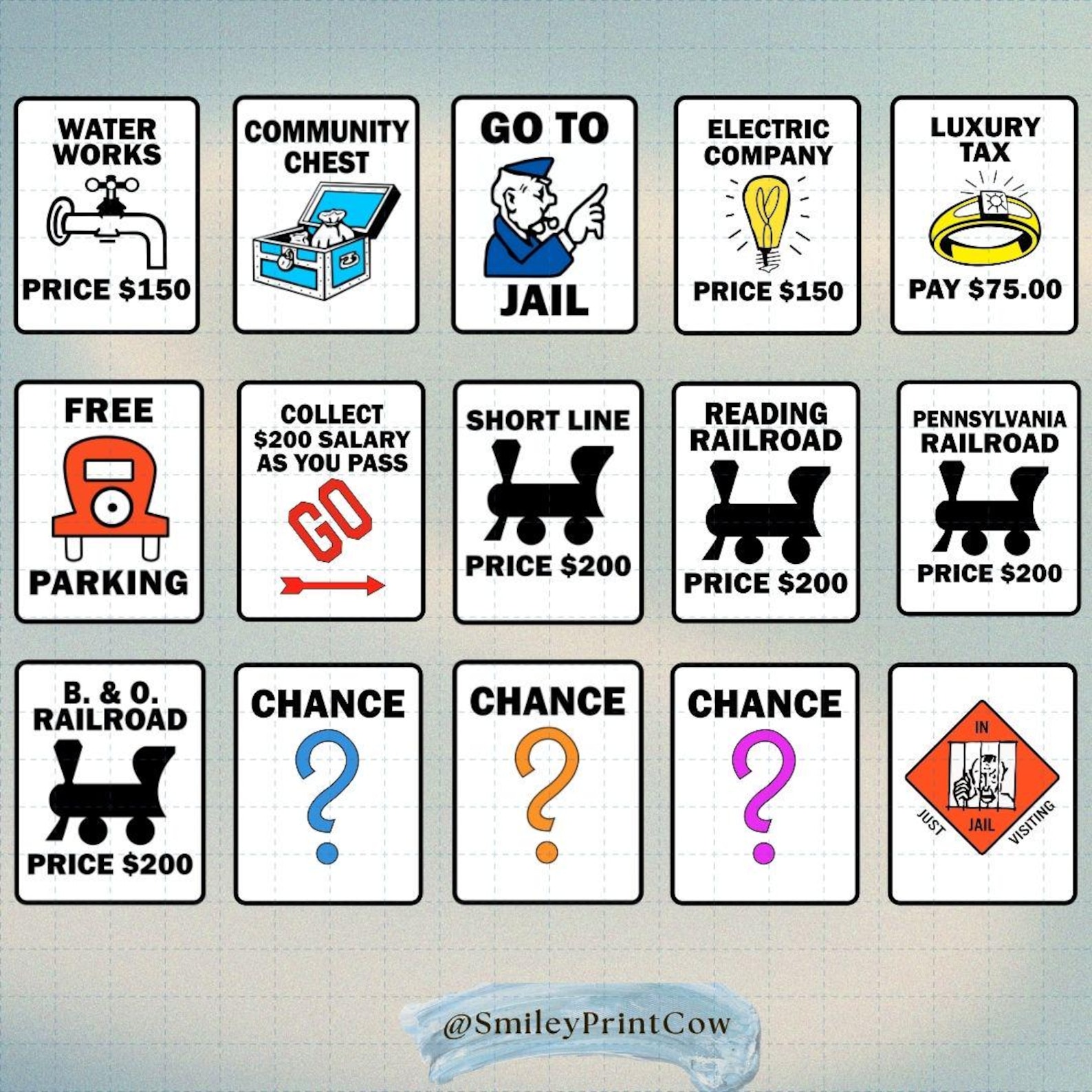 Set of 15 Monopoly Motivation PNG With White Background, Board Game ...