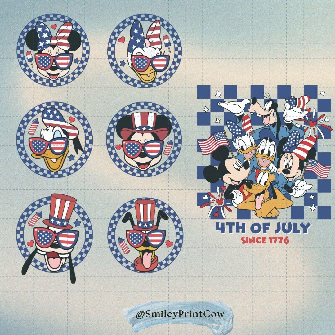 Set of 7 Mickey 4th of July PNG, Mickey Independence Day Since 1776 ...