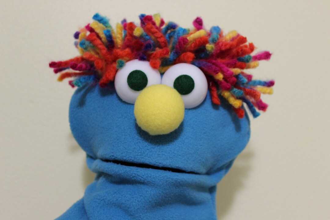 Blue Hand Puppet With Multi-colored Hair - Etsy