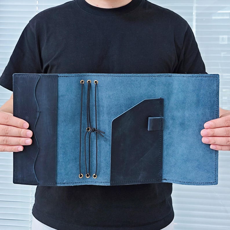 Personalised Leather Journal Cover Trifold, Refillable Traveller’s ...