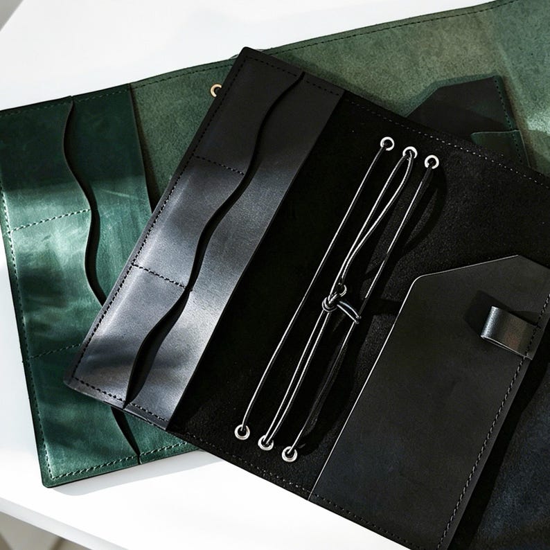 Personalised Leather Journal Cover Trifold, Refillable Traveller’s ...