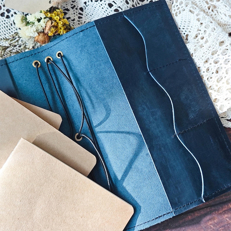 Personalised Leather Journal Cover Trifold, Refillable Traveller’s ...
