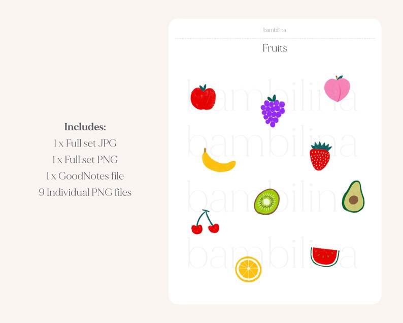 Fruits Digital Stickers | Aesthetic Stickers | Goodnotes Stickers ...