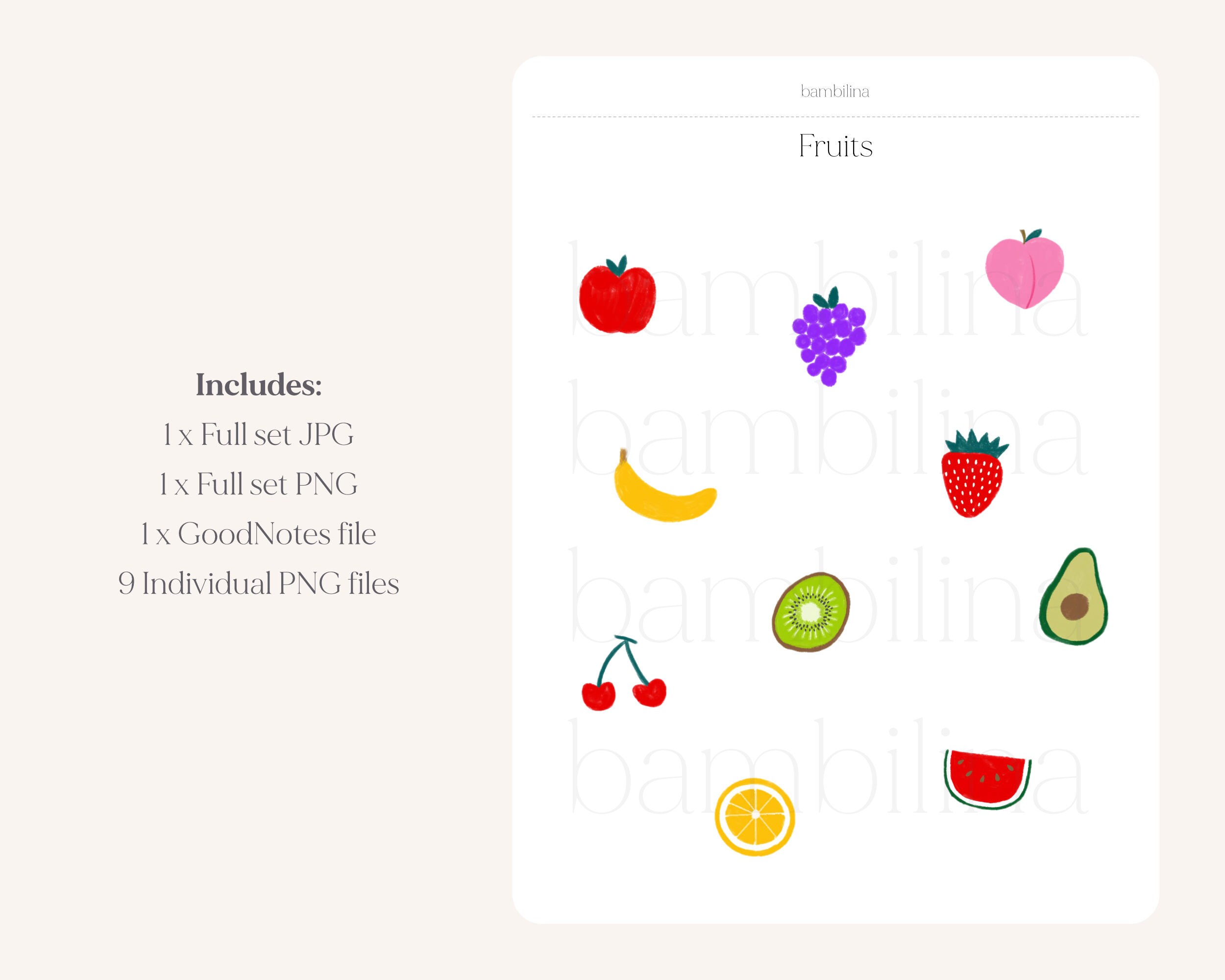 Fruits Digital Stickers | Aesthetic Stickers | Goodnotes Stickers ...