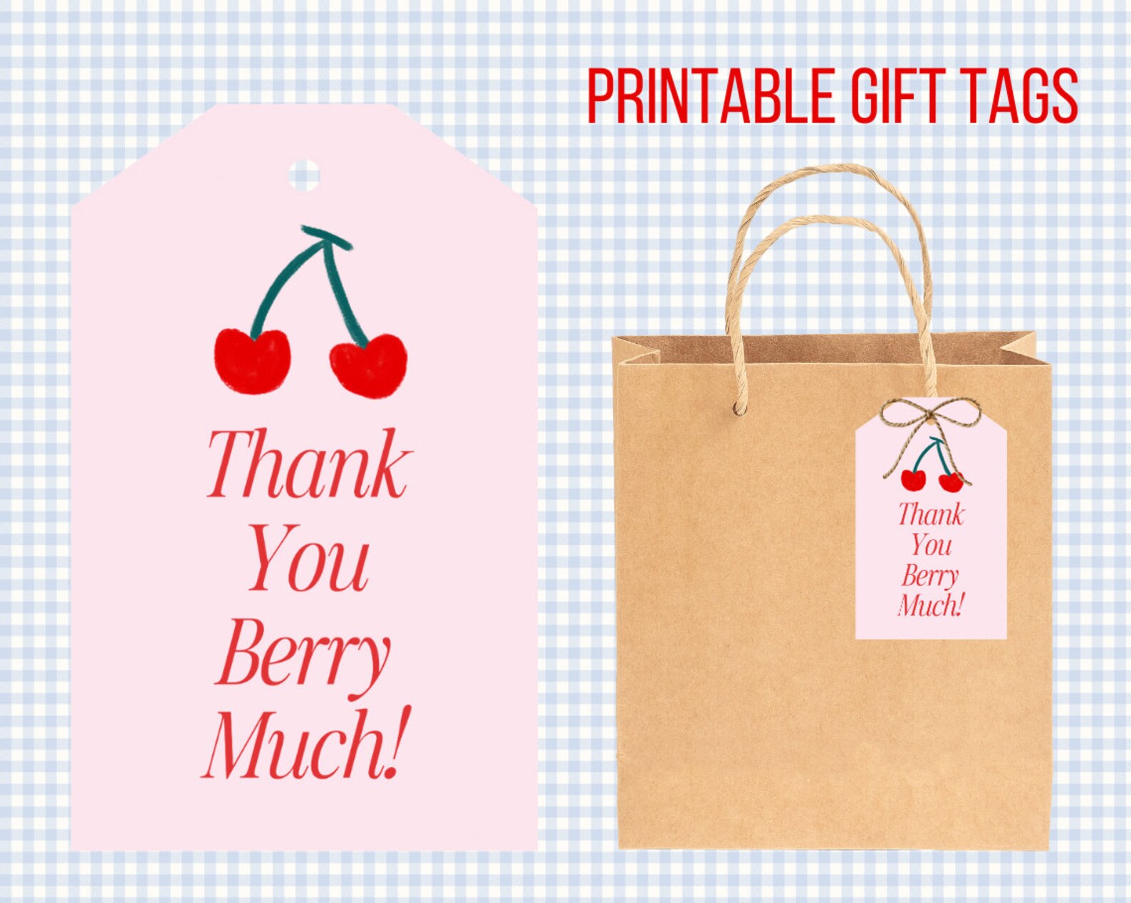 Cherry Favor Thank You Tags - Printable - 1st Birthday - Cherry Theme ...