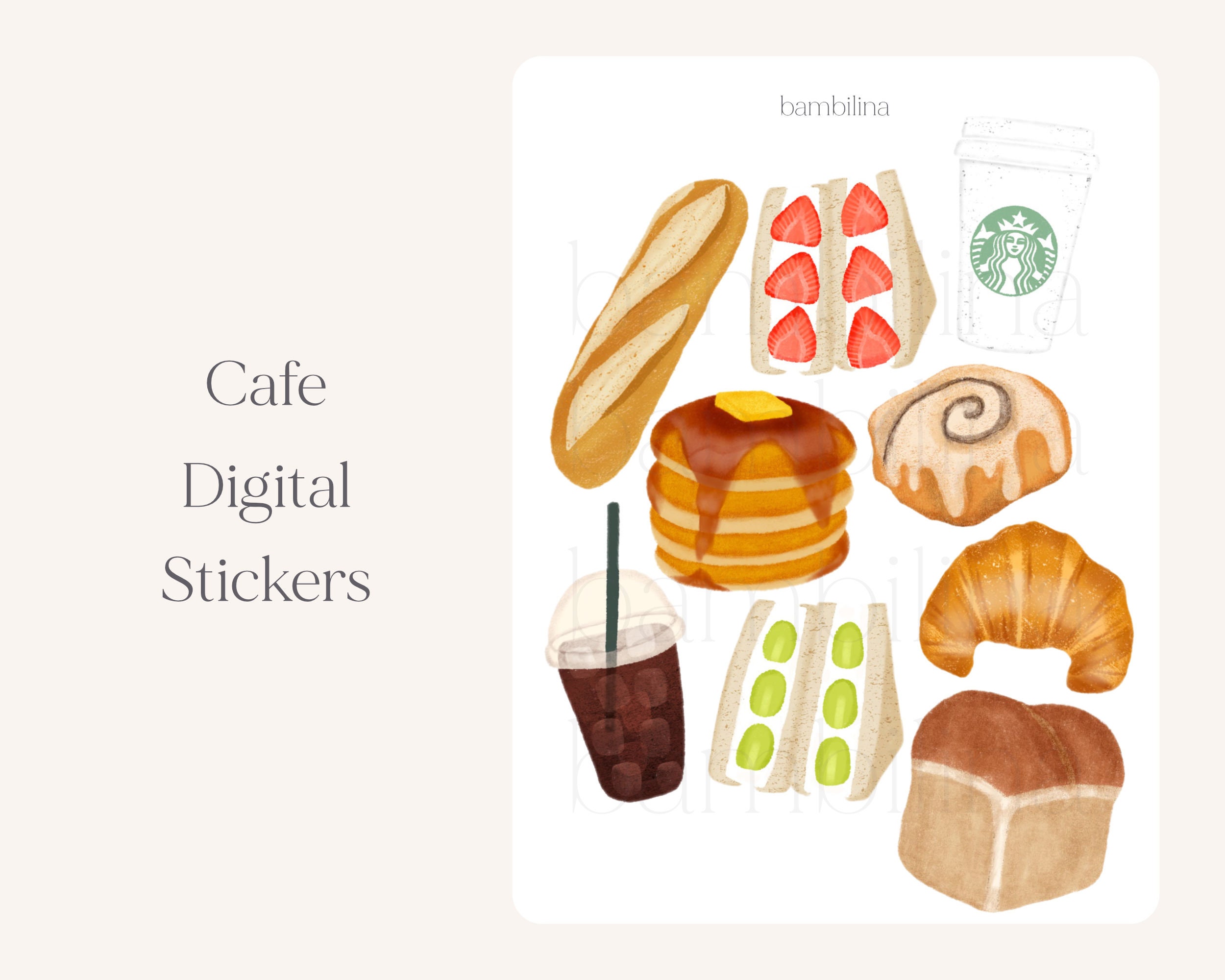 Cafe Bakery Coffee Digital Stickers | Aesthetic Stickers | Goodnotes ...