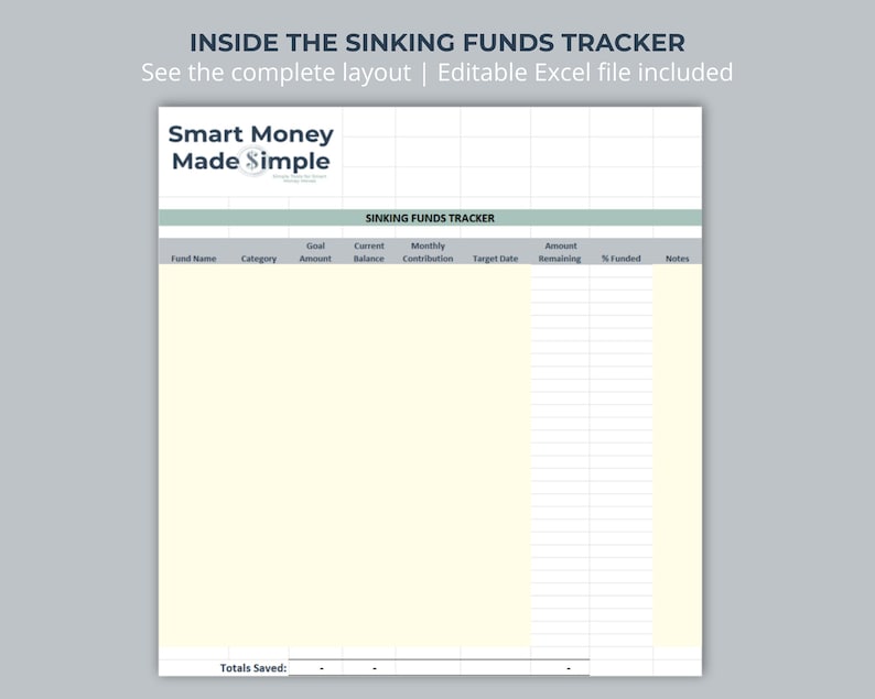 Sinking Funds Spreadsheet | Excel Template for Cash Stuffing & Savings ...
