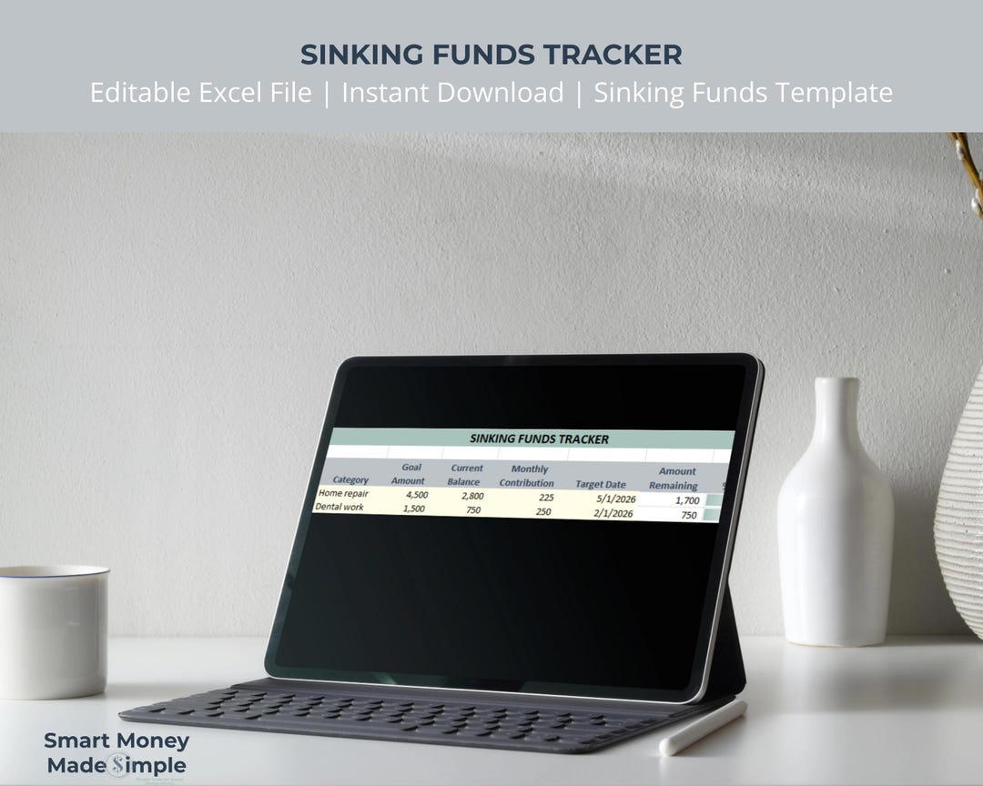 Sinking Funds Spreadsheet | Excel Template for Cash Stuffing & Savings ...