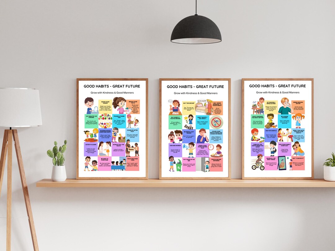 Kids Good Habits & Manners Poster | Printable Daily Routine Chart ...