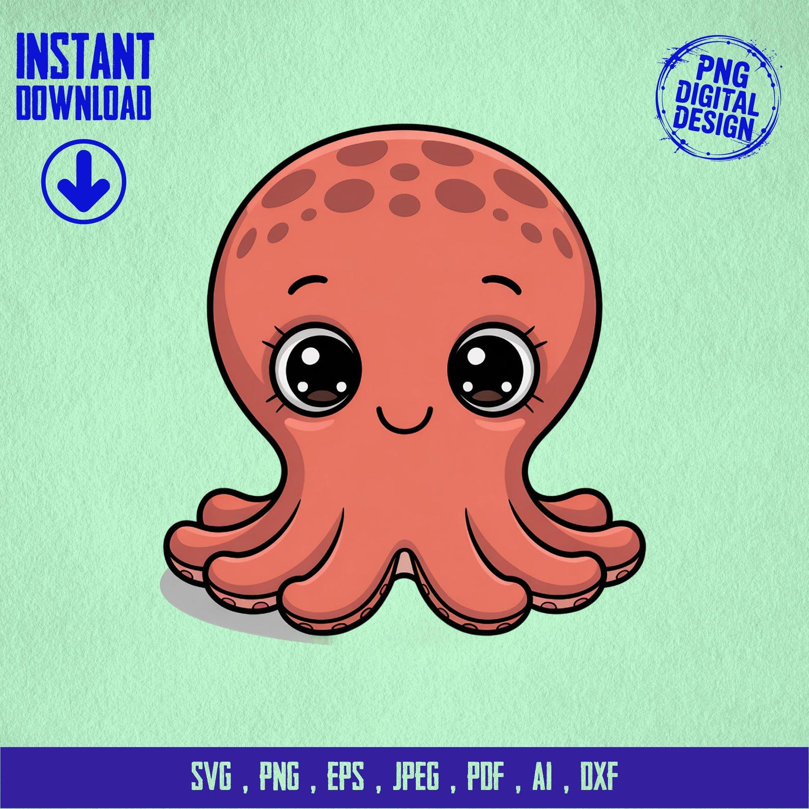 Octopus Clipart, High-resolution Illustration (digital Download - Etsy