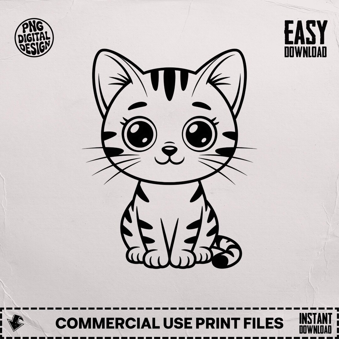 Cute Cat Clipart, Digital Download, PNG JPG PDF, Animal Clipart, Kitten ...