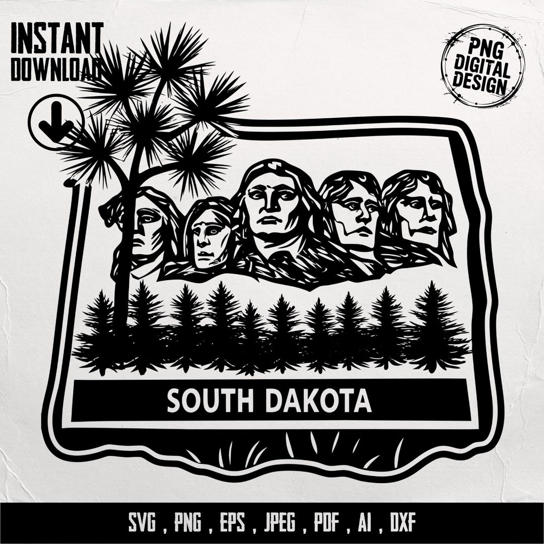 Mount Rushmore SVG: South Dakota State Vector Files (cricut, Silhouette ...