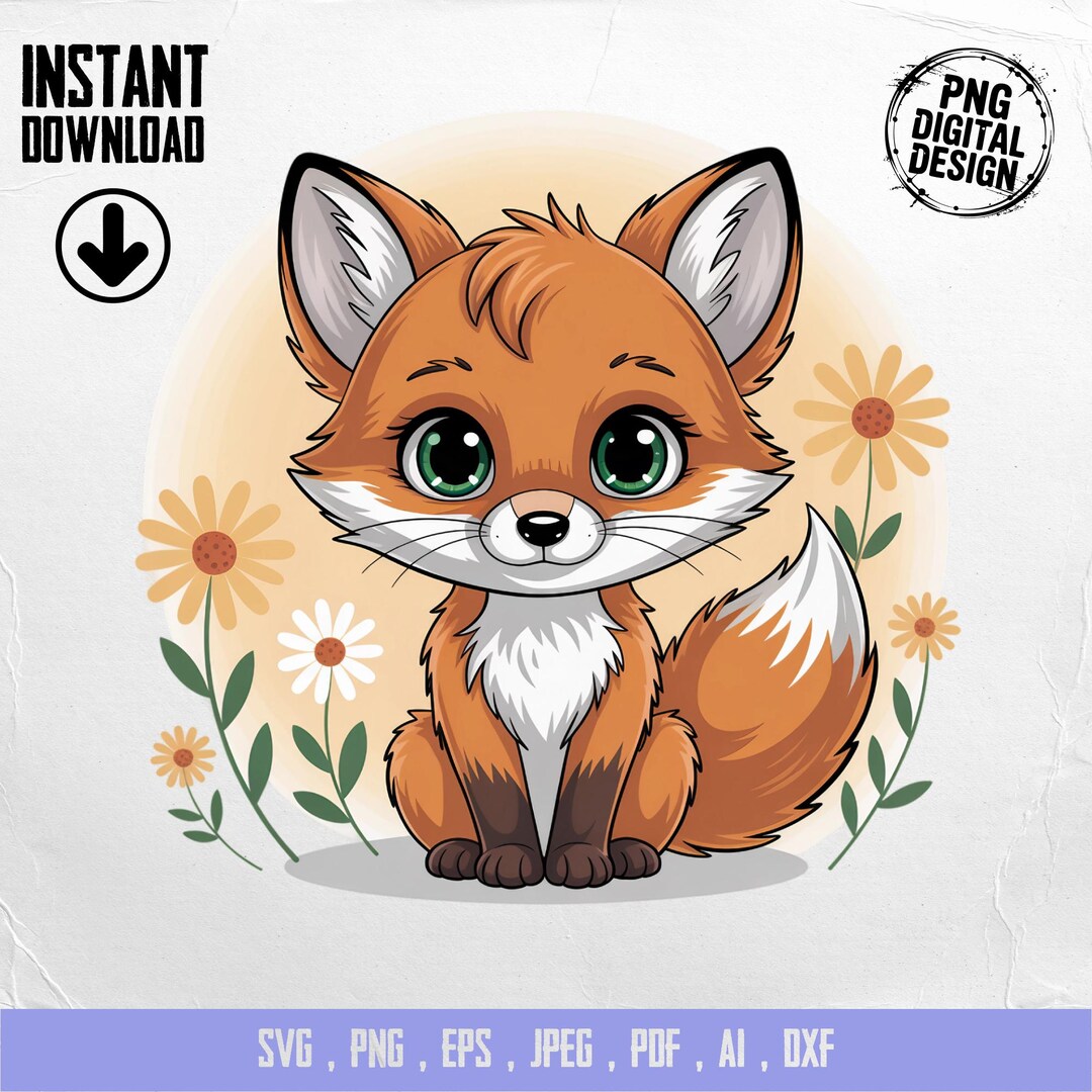 Baby Fox Clipart, Nursery Animal PNG (digital Download) - Etsy