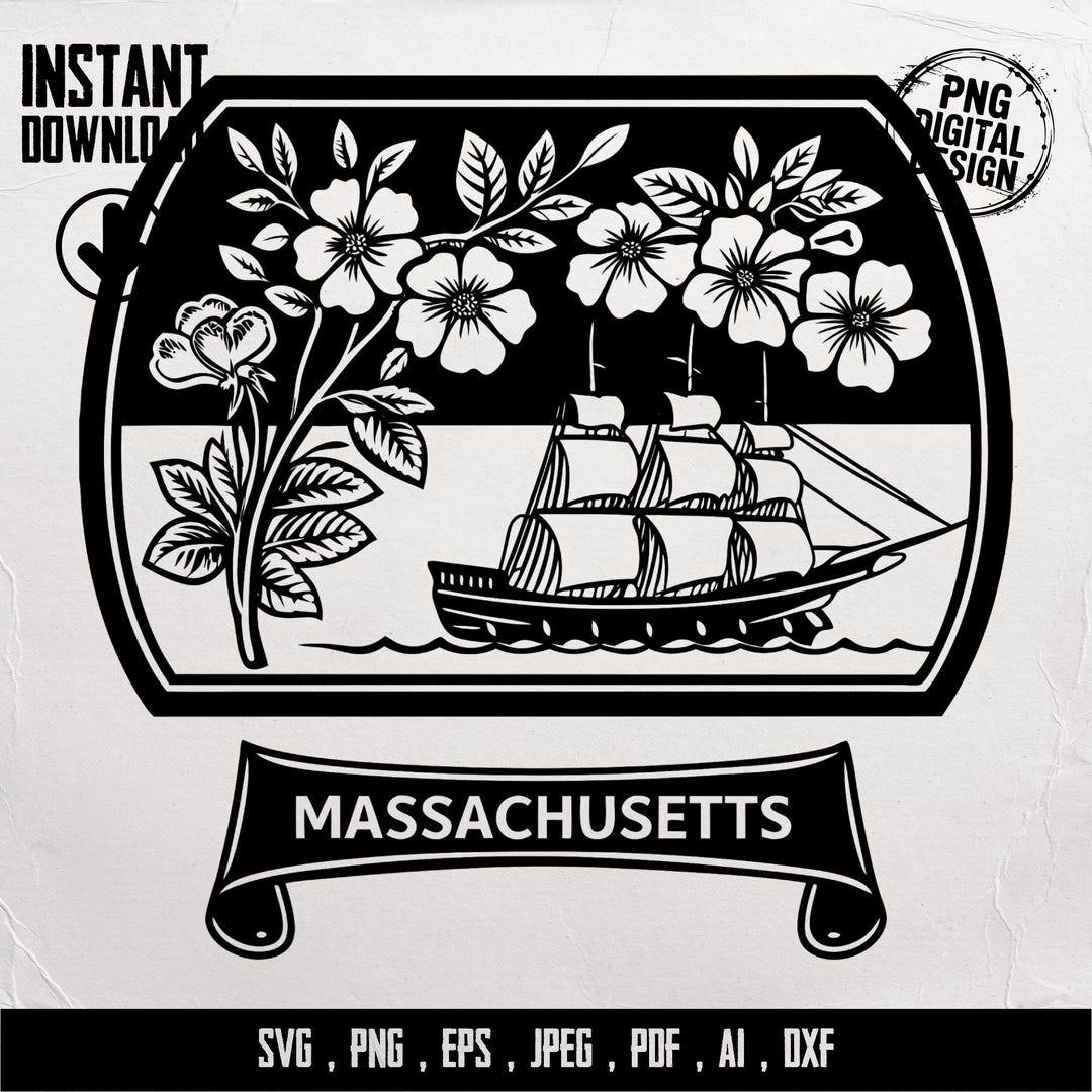 Massachusetts State Seal Digital, Svg, Eps, Ai, Dxf, Jpg, Pdf ...