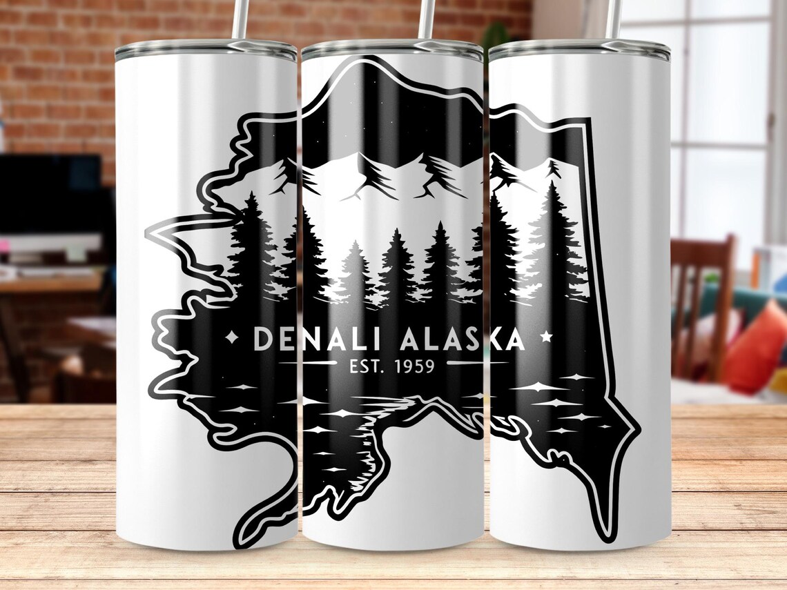 Denali Alaska Outline Art: Mountains & Trees - SVG, PNG, PDF - Etsy