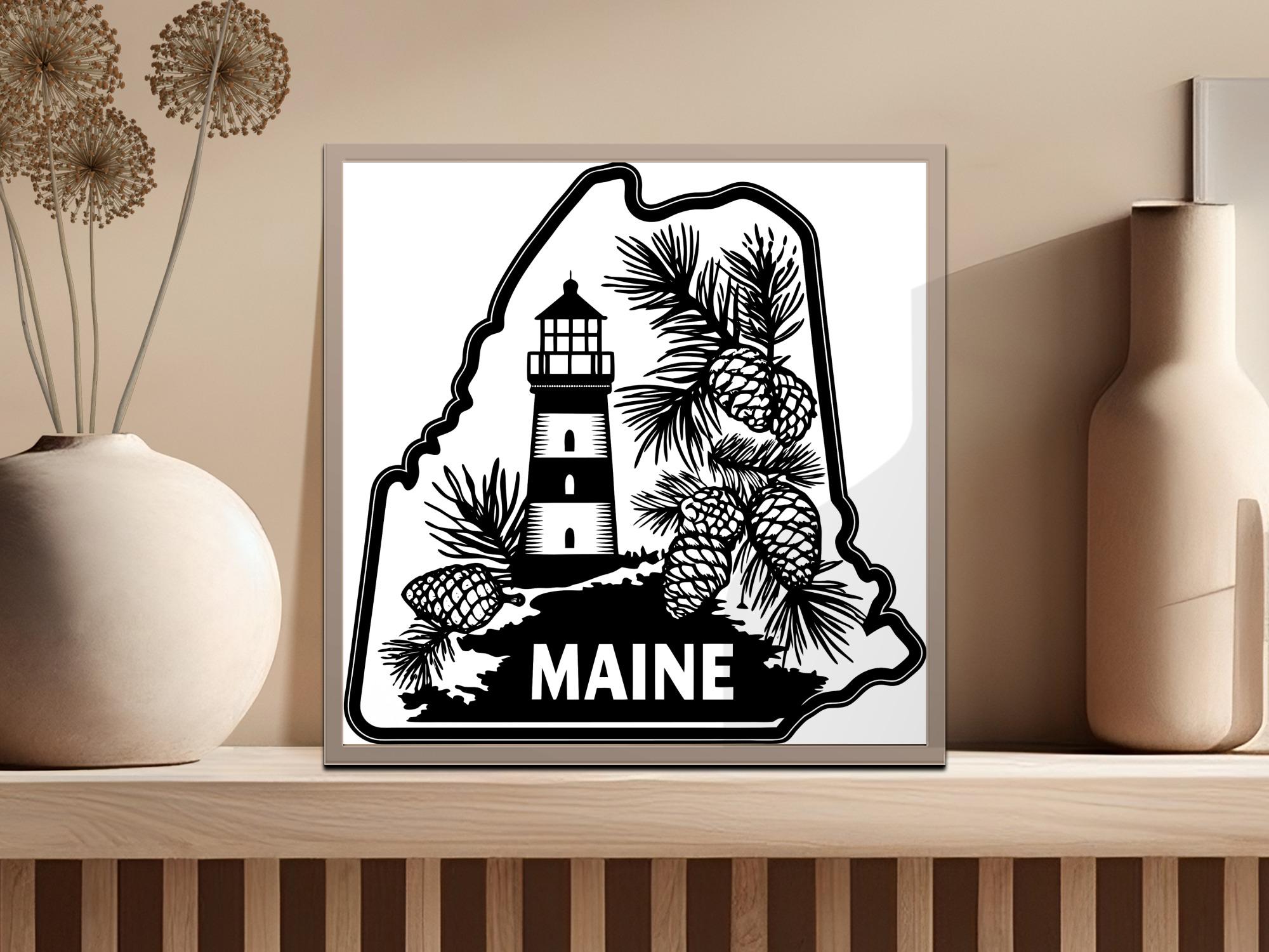 Maine SVG: Lighthouse, Pine Cone Vector Graphics (digital Download) - Etsy